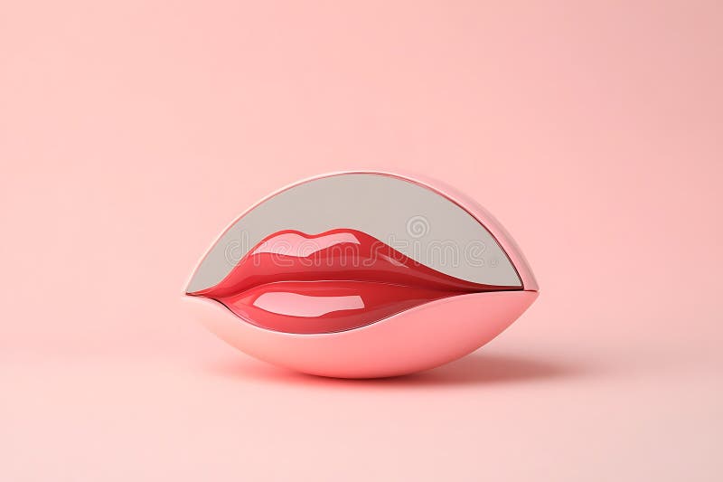 Pink Lip Shaped Minimalist Design with Glossy Red Lips on a Pastel ...