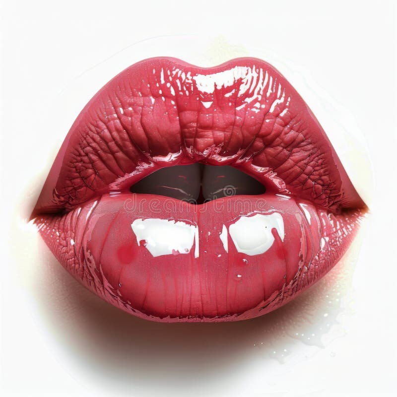 Pink Lip on White Background Stock Image - Image of blogger, generated ...