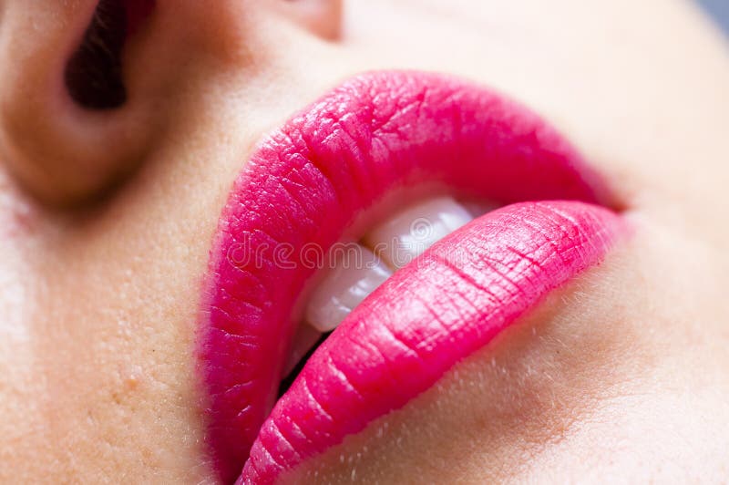 Pink lips stock photo. Image of color, elegance, gloss - 28332722