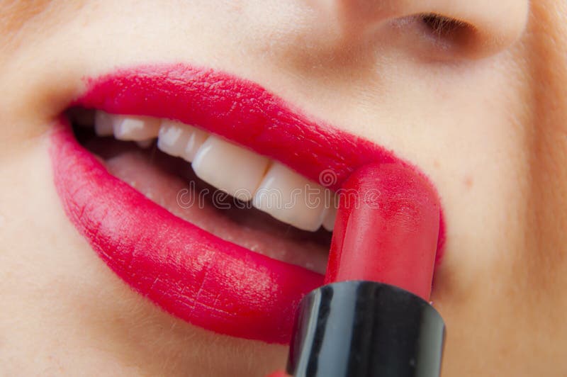 Pink lips stock image. Image of girl, pink, lipstick - 28340391