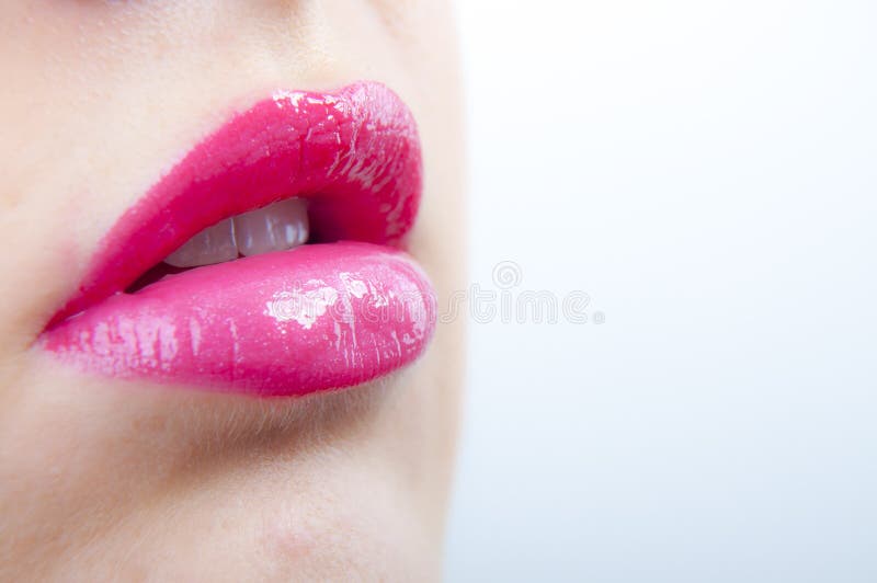 Pink lips stock photo. Image of closeup, paint, color - 28340456