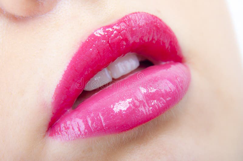 Pink lips stock image. Image of gloss, pretty, accessory - 28340487