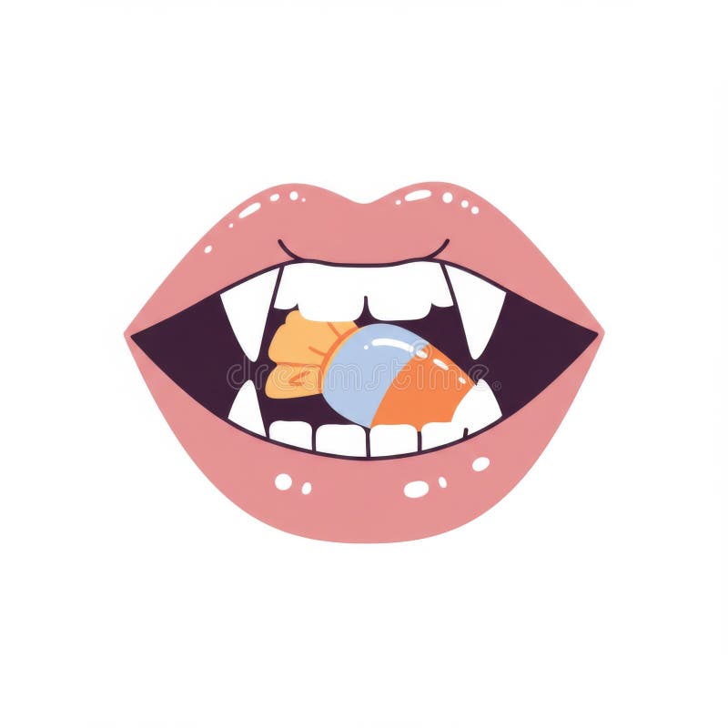 Pink Lips with Fangs Biting a Candy Corn Stock Illustration ...