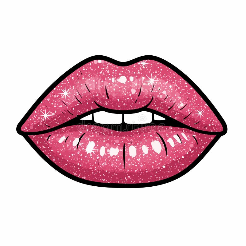 Pink glitter lips clipart stock vector. Illustration of sparkle - 371782532