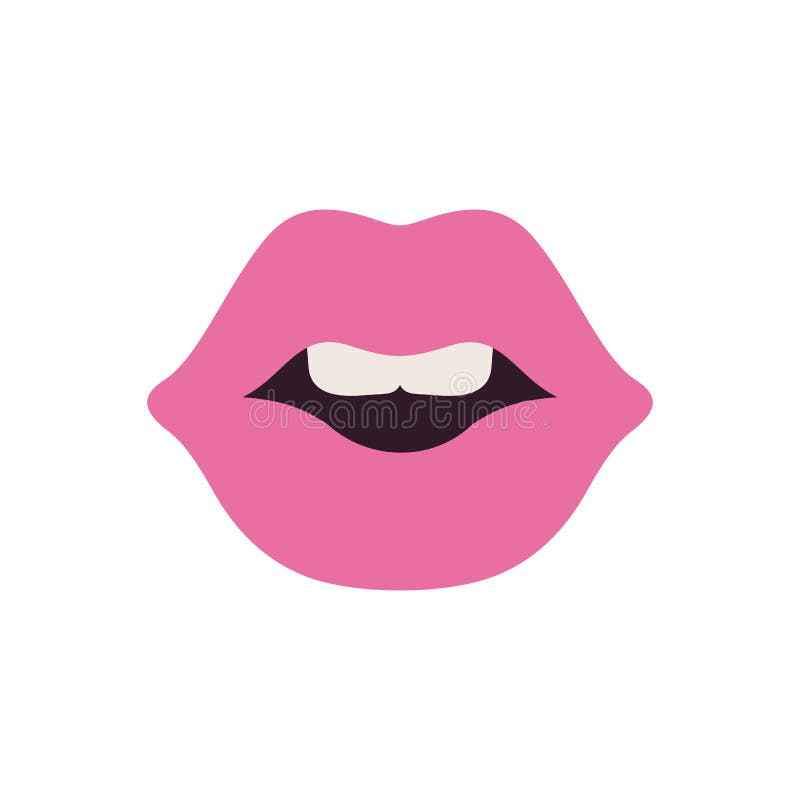 Pink Lips Illustration, Flat Design Style - Vector Stock Vector ...