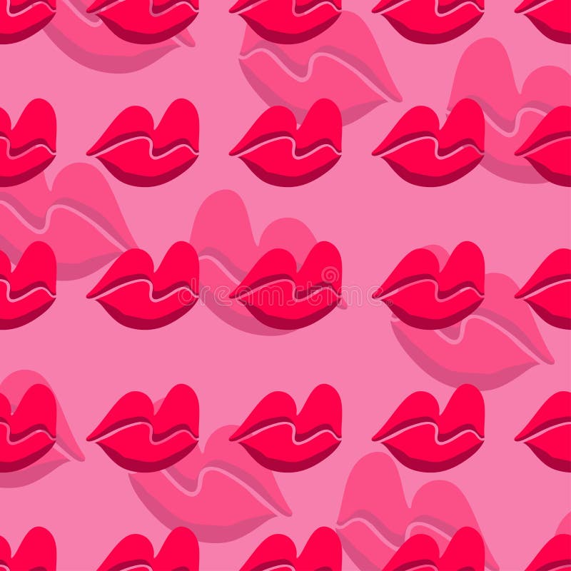 Pink Lips Seamless Pattern on a Background. Stock Vector - Illustration ...