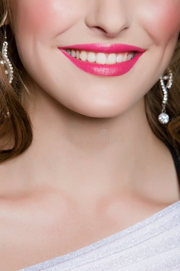 Pink lips smile stock image. Image of lady, grinning - 24633535