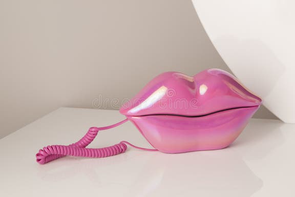 Hot pink lips telephone stock image. Image of shaped - 24337923