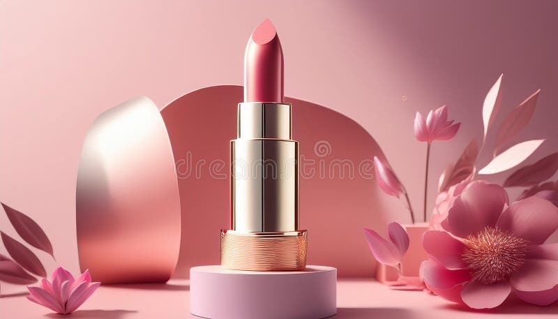 A Pink Lipstick on a Background of the Same Color Stock Illustration ...