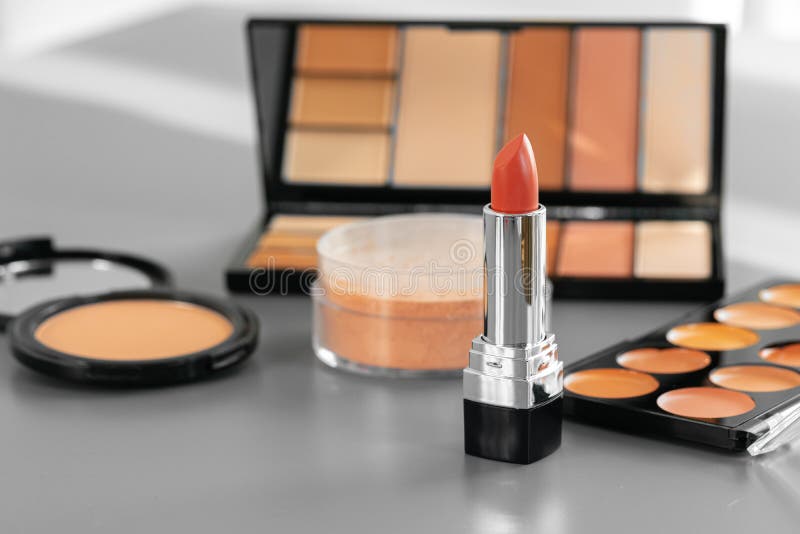 Pink Lipstick on Vanity Table Close Up Stock Photo - Image of lipstick ...