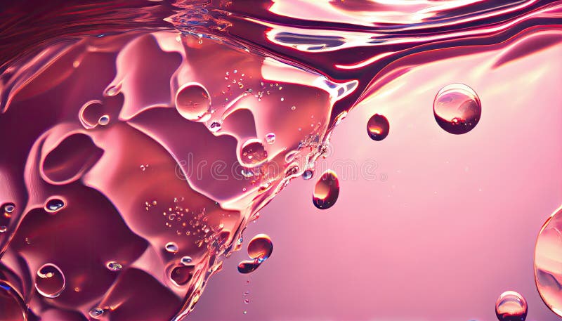 Pink Liquid Colored Clear Water Surface Texture Splashes Bubbles Leaf ...