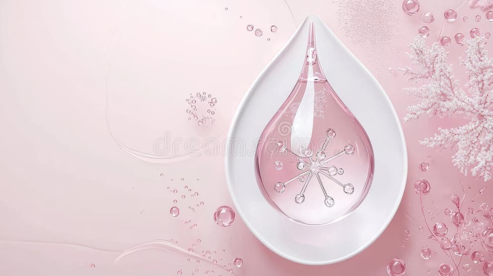 Pink Liquid Droplets are Shown with Their Molecular Structure in an ...