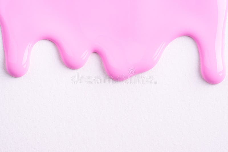 Pink Liquid Drops of Paint Color Flow Down on White Canvas. Light Pink ...