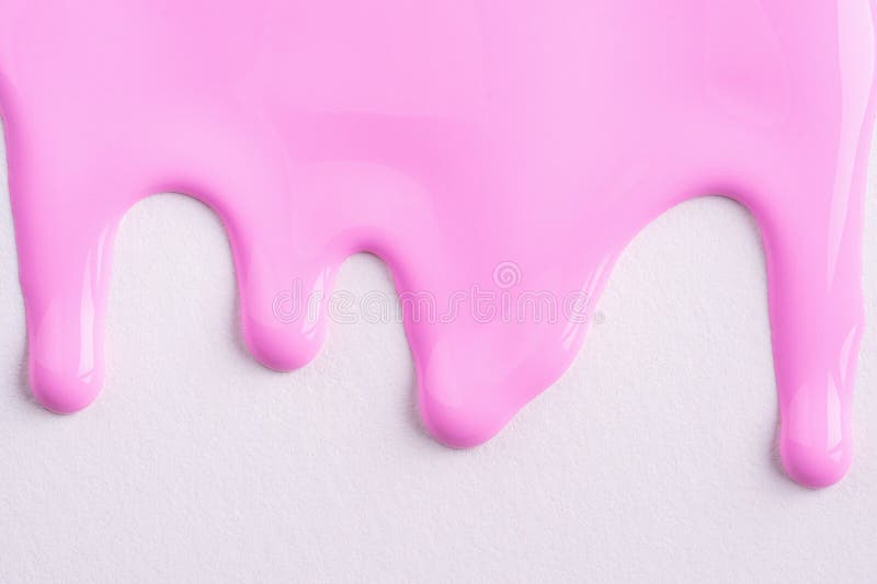 Pink Liquid Drops of Paint Color Flow Down on White Canvas. Abstract ...
