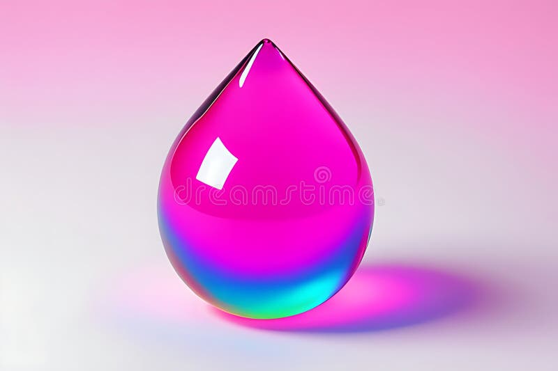 Pink Liquid Fluorescent Iridescent Droplet Isolated on Gradient ...