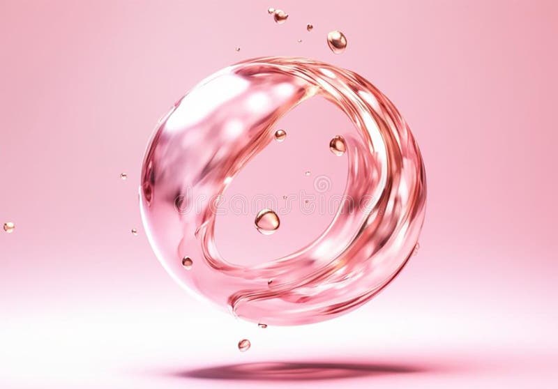 Pink Liquid Sparkling Splash Levitating in Air Stock Illustration ...