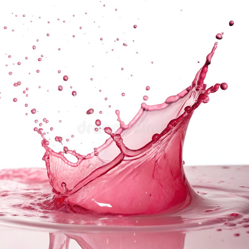Pink Liquid Splash Isolated on White Background Stock Illustration ...