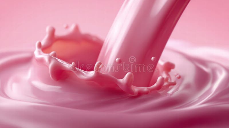 Pink Liquid Splashes, Creating a Dynamic Crown-like Shape with a Smooth ...