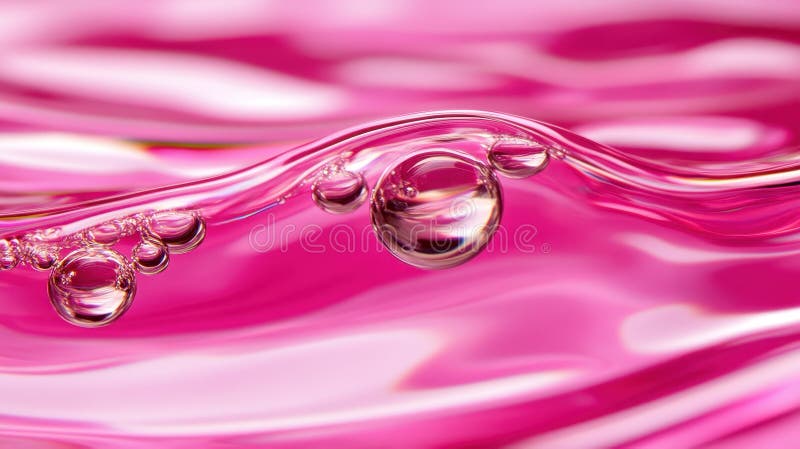 Pink Liquid Surface with Bubbles Abstract CloseUp Stock Illustration ...