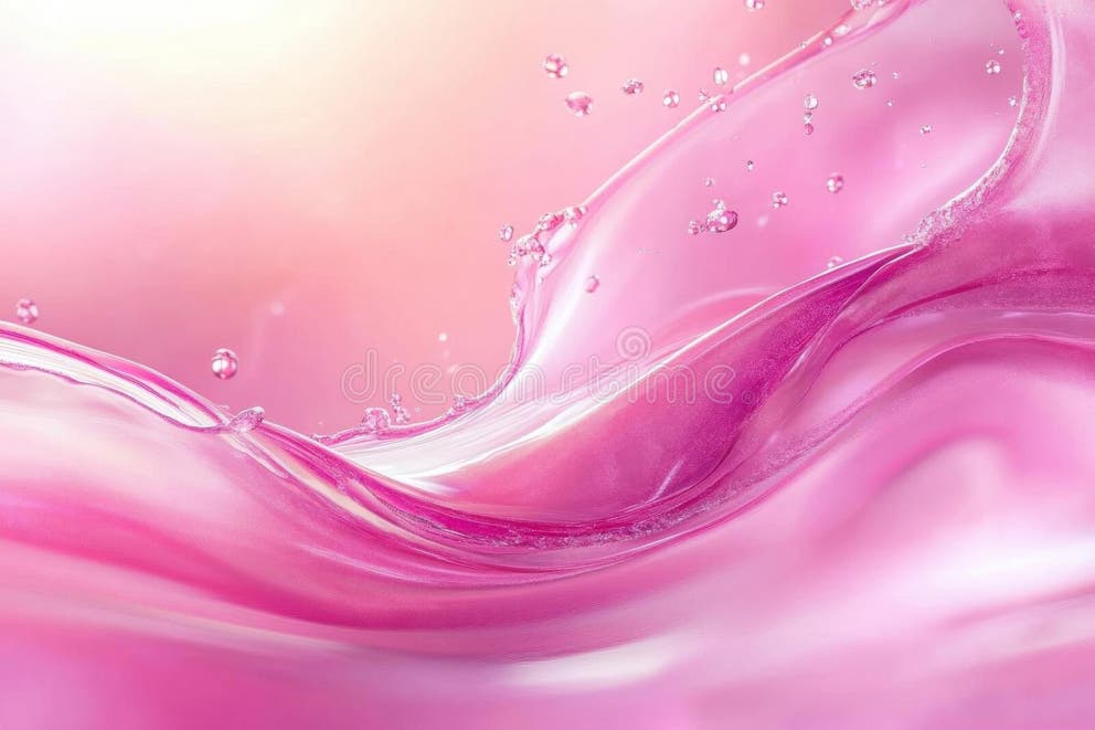 Pink Liquid Texture Background with Splashes and Bubbles for Softness ...
