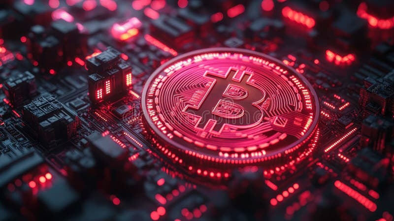 Pink-lit Bitcoin Coin in the Digital World Stock Image - Image of world ...