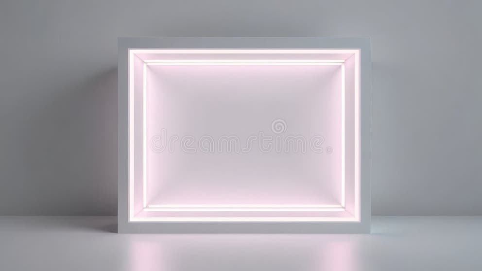 Pink-lit Frame on White Wall, Representing Modern Minimalistic Elegance ...