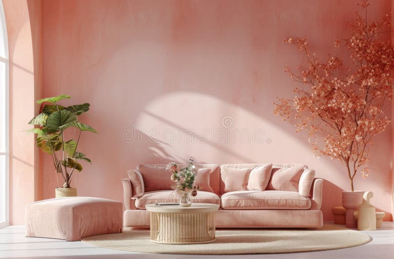 Pink Living Room Backdrop Living Room Stock Image - Image of house ...