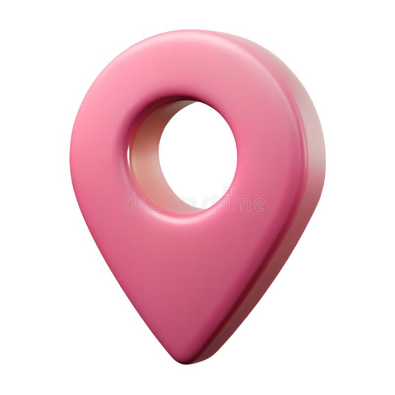 Pink Location Pointer Icon 3D Rendered Navigation Pin Isolated on White ...