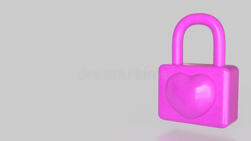 The Pink Lock for Security Concept 3d Rendering Stock Illustration ...