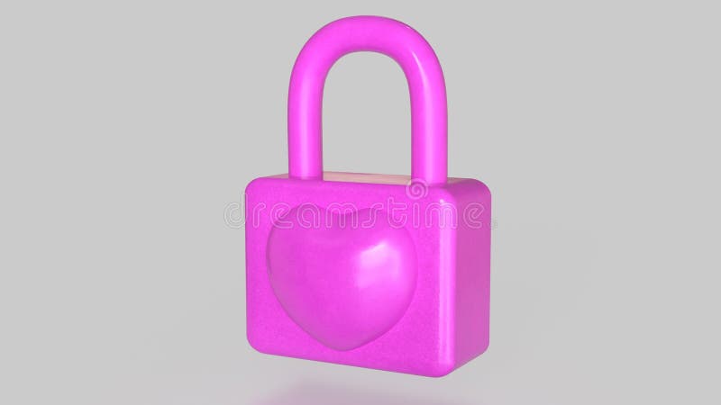 The Pink Lock for Security Concept 3d Rendering Stock Illustration ...