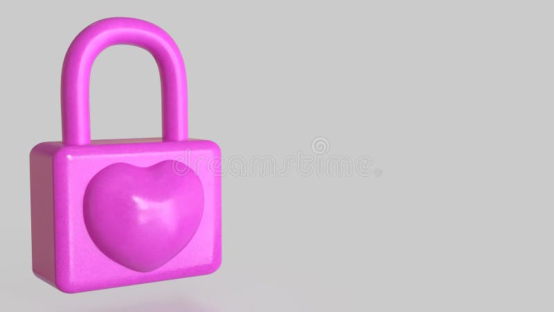 The Pink Lock for Security Concept 3d Rendering Stock Illustration ...
