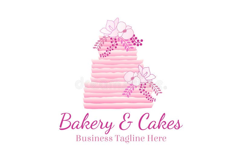 Pink Logo Design with a Cake Stock Vector - Illustration of package ...