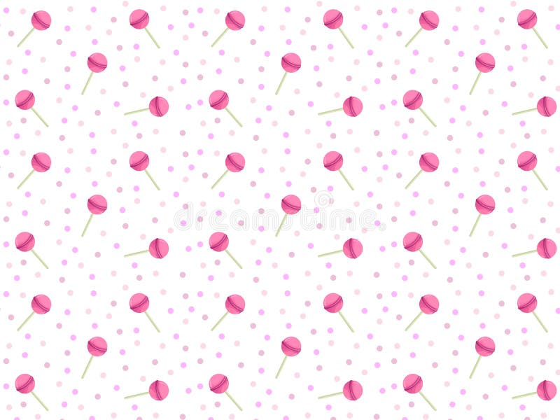 Pink Lollipop Pattern Vector for Background. Round Candies on Stick ...
