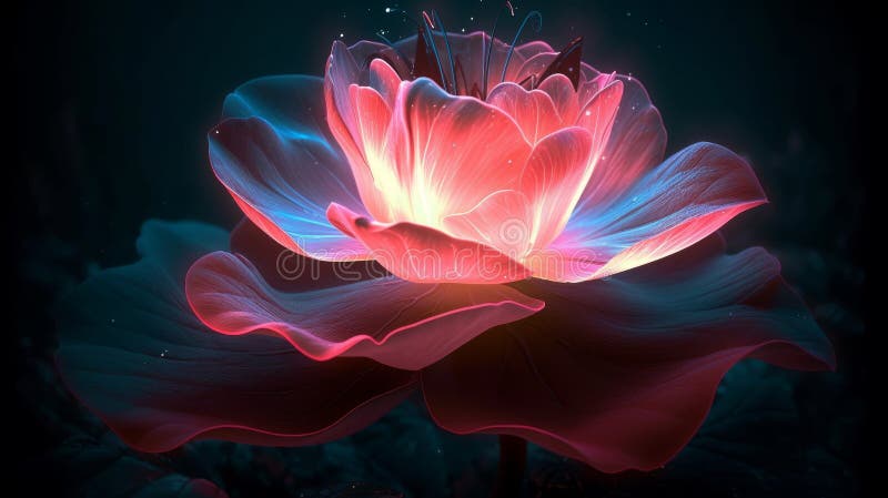 Pink Lotus Bio Luminescence Phosphor Illusion Generative AI Stock ...