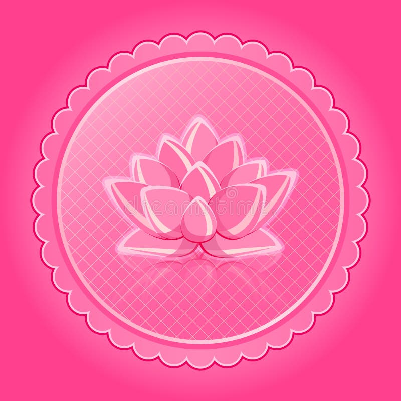 Pink Lotus Flower in Round Shiny Label Stock Vector - Illustration of ...
