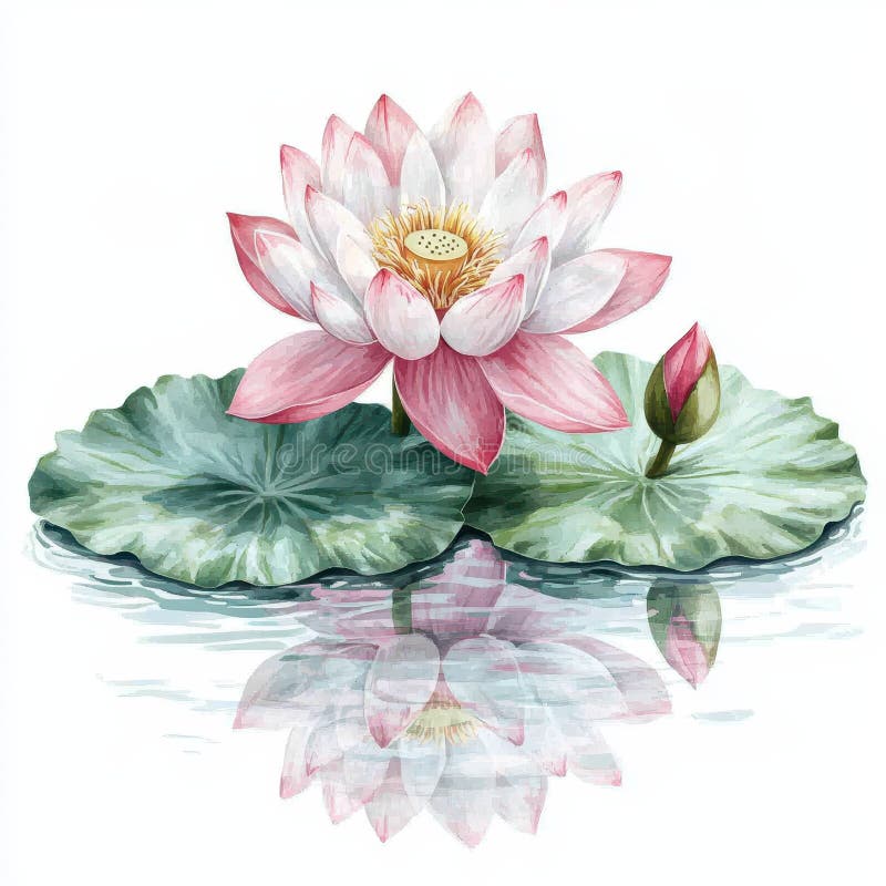 Pink Lotus Flower Water Reflection Tranquility Nature Art Stock ...