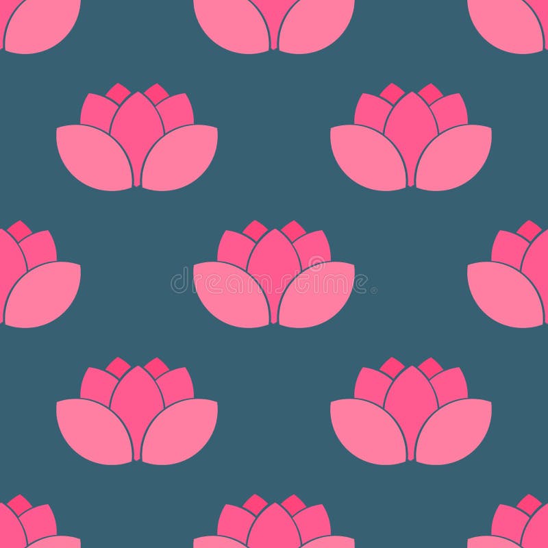 Pink Lotus Flowers Seamless Pattern Stock Vector - Illustration of head ...
