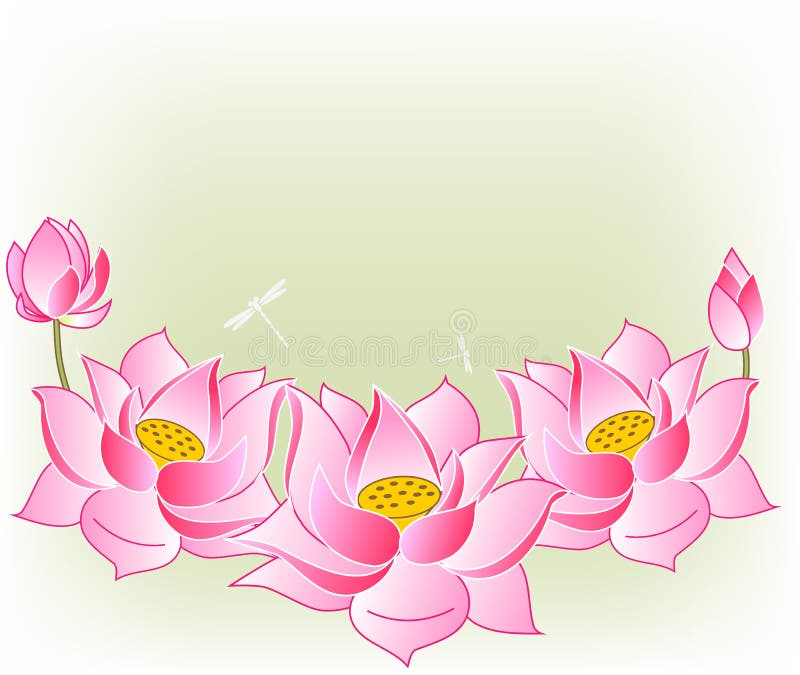 Lotus Flower Curly Frame Corner with Leaves Stock Vector - Illustration ...
