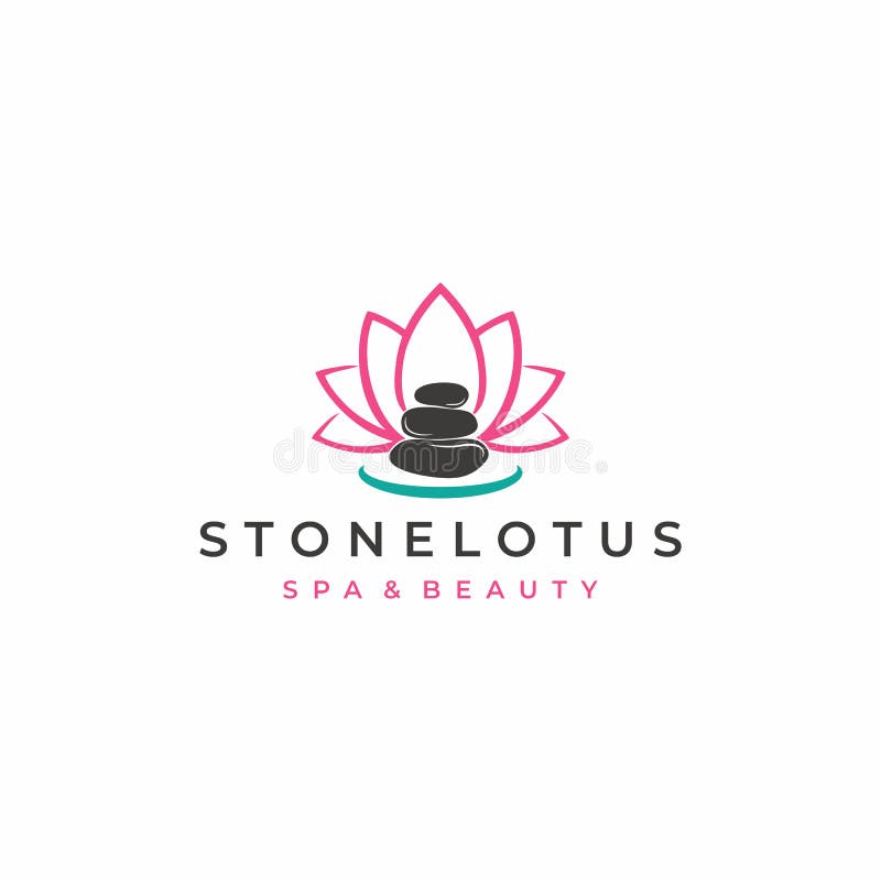 Pink Lotus Spa Stone Logo Design Vector Stock Vector - Illustration of ...