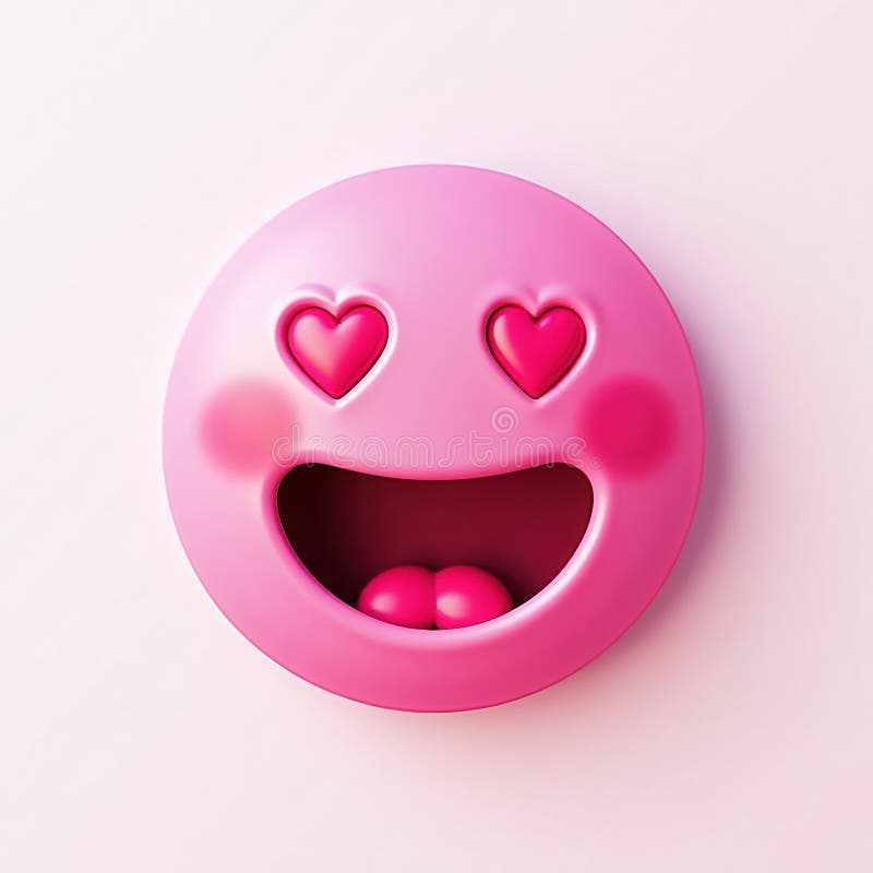 Pink Love Emoji 3D Rendering Stock Illustration - Illustration of ...
