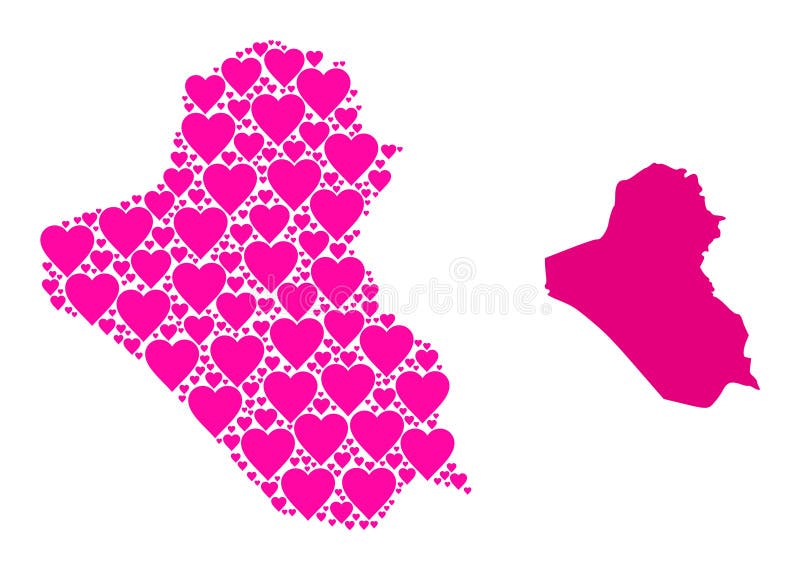 Pink Love Pattern Map of Iraq Stock Illustration - Illustration of love ...