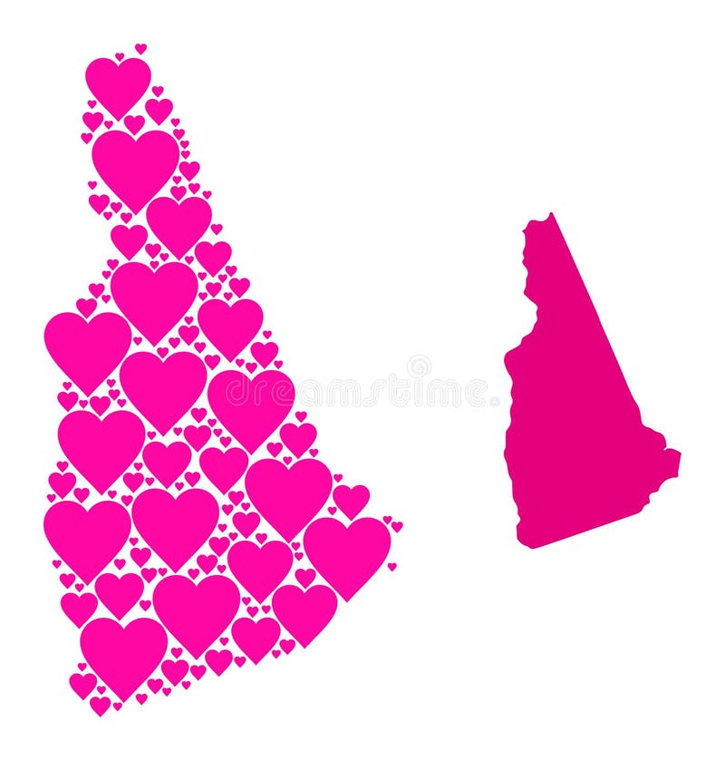 Pink Love Pattern Map of New Hampshire State Stock Vector ...