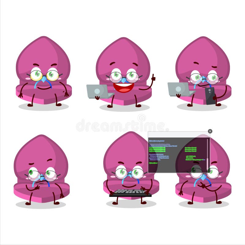 Pink Love Ring Box Programmer Cute Cartoon Character with Stock Vector ...