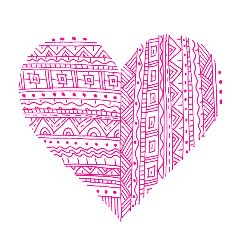 Pink Love Symbol with Abstract Pattern Stock Illustration ...