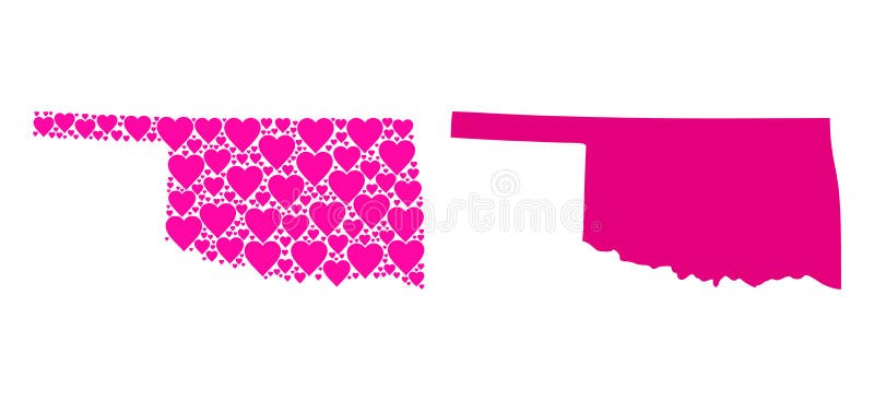 Pink Lovely Pattern Map of Oklahoma State Stock Illustration ...