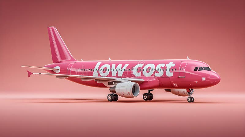 Pink Low Cost Airplane Taxiing on the Runway Stock Illustration ...