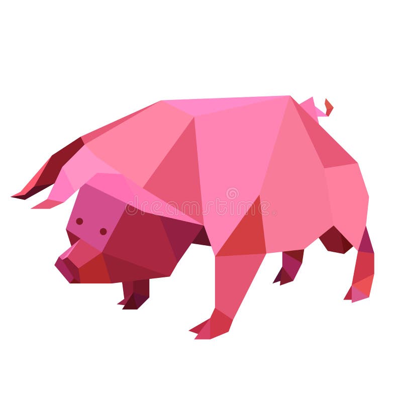 Pink Low Poly Pig Sign Vector Design Stock Vector - Illustration of ...
