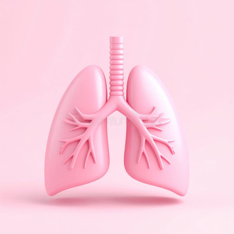 Pink Lungs 3D Render on Light Pink Background Stock Illustration ...