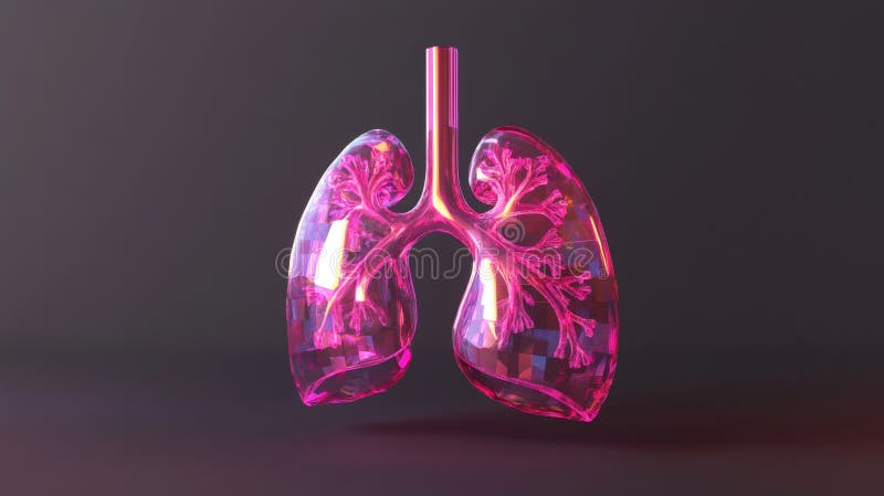 A Pink Lungs Model with a Black Background Stock Illustration ...