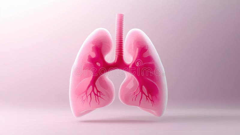 A Pink Lungs Model with a Long Stem Stock Illustration - Illustration ...